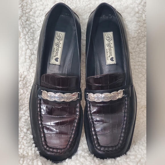 Brighton | Shoes | Brighton Leather Blackbrown Loafers Silver ...